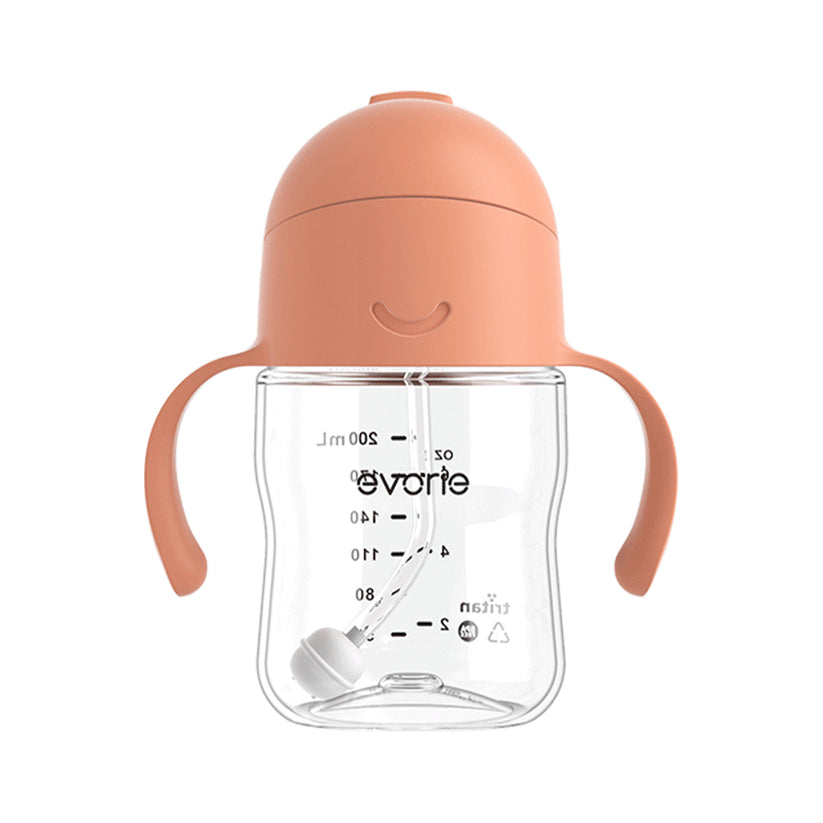 Evorie Tritan Baby 360 Straw Water Bottle Sippy Cup 200mL, Coral Pink ...